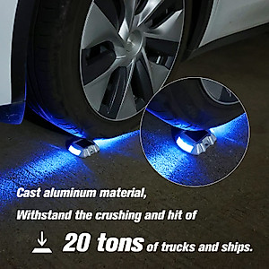 VOLISUN Solar Deck Lights Driveway Dock Lights, 12-Pack Led IP67 Waterproof Outdoor Warning Step Lights for Driveway Sidewalk Garden Pathway Yard (Blue)