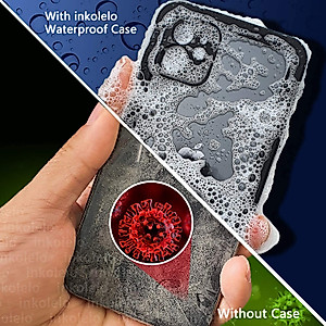 inkolelo iPhone 11 Pro Max Waterproof Case, Built-in Screen Full-Body Protector with Floating Strap IP68 Waterproof Case for iPhone 11 Pro Max 6.5 inch Case (2019) - Matte Black/Orange