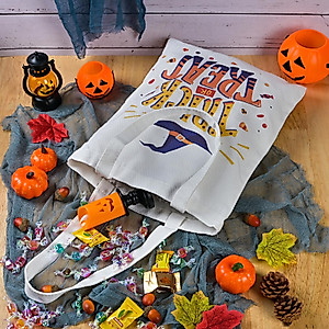 ATFUNSHOP Trick or Treat Bags Halloween Bags 15.7'' Witch Hat Canvas Reusable Large Tote Bucket for Kids