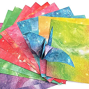 Origami 6x6 Paper Kit 50 Sheets 12 Vivid Colors Double Sided Printed Traditional Patterns Square for Arts Crafts Projects, Gradient Colors