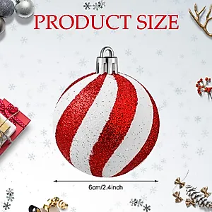 Jutom 10 Pieces Christmas Glitter Ball Ornaments 2.4 Inch Christmas Hanging Ornaments Balls for Tree Mini Christmas Balls Xmas Swirl Decorative for Holiday Decor (Red)