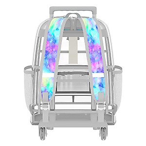 seastig Clear Backpack Rolling Backpack for Kids 18in Double Handle Wheeled Backpack Children Luggage for School, Travel