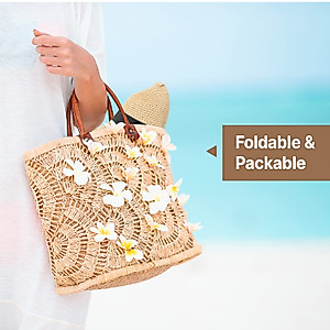 DOFOWORK Women's Sun Hat - Khaki UPF 50+, Packable, Wide Brim Straw Hat for Beach, Travel, Cruise, Honeymoon - Adjustable