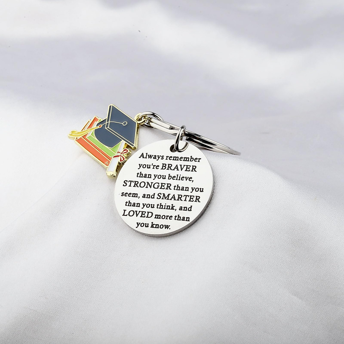 WSNANG Graduation Gift Always Remember You Are Braver Stronger Smarter Than You Think Keychain Inspirational Graduates Gift (Graduation Keychain)