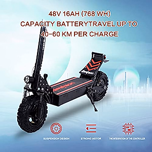 Recherclie Snow Electric Kick Scooter for Adults - 2500W Motor, Up to 30 MPH & 37 Miles, 48V/16AH, 11'' Heavy Duty Vacuum Off-Road Tire, Hydraulic disc Braking, Adult Electric Scooter Without Seat