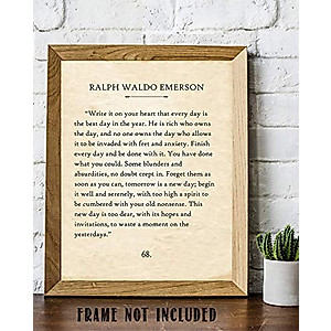 Ralph Waldo Emerson - Write It on Your Heart - Inspirational Quote Book Page Poster for Home and Office Decor, Wall Art for Motivation Inspiration, Book Lovers Gift, 11x14 Unframed Typography Print