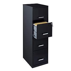 Scranton & Co 18" 4 Drawer Metal Letter File Cabinet in Black
