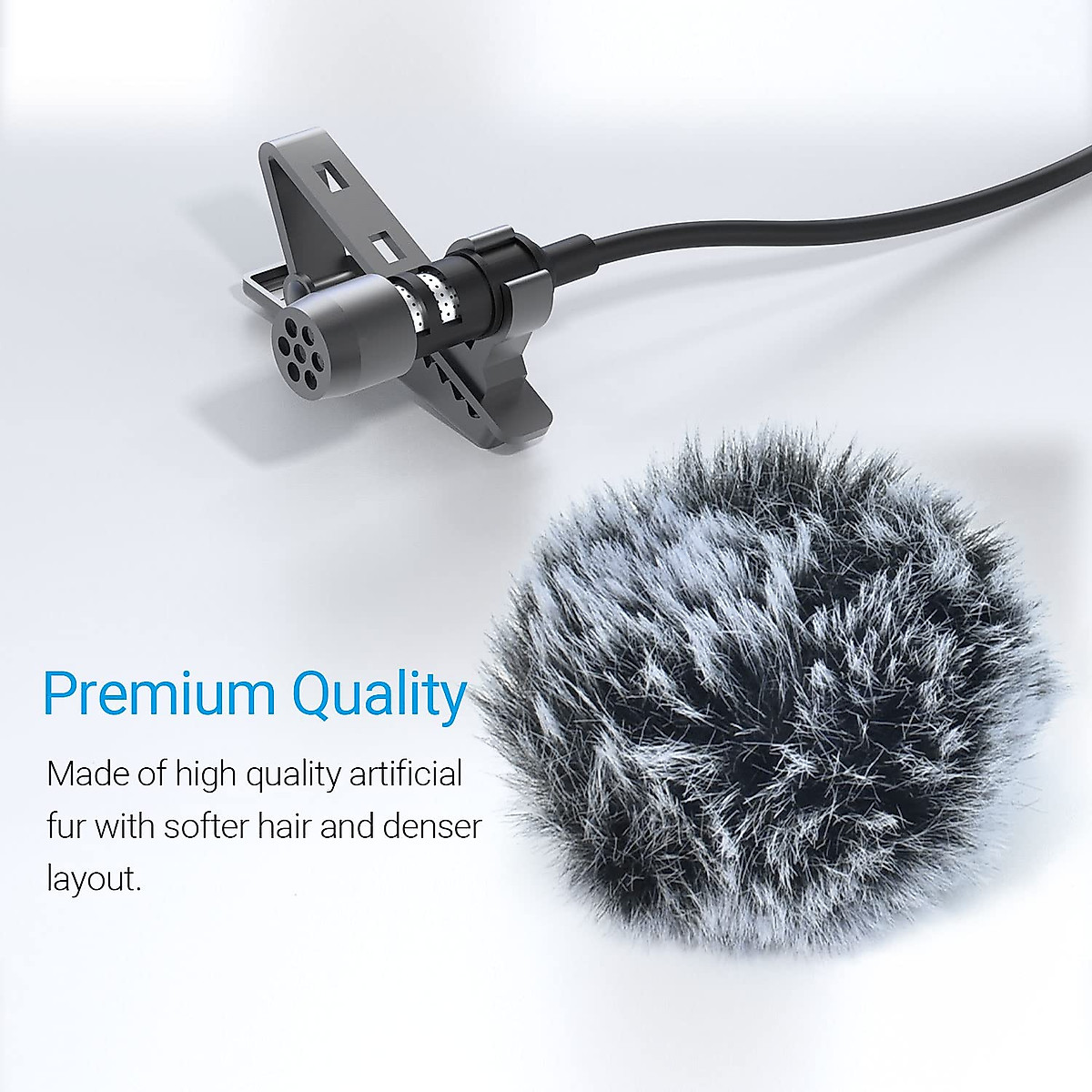 Cubilux Wind Muff (Dead cat) for Lavalier Lapel Microphone, Outdoor Furry Windscreen, Windshield, Windjammer for Mini MIC, 6-Pack