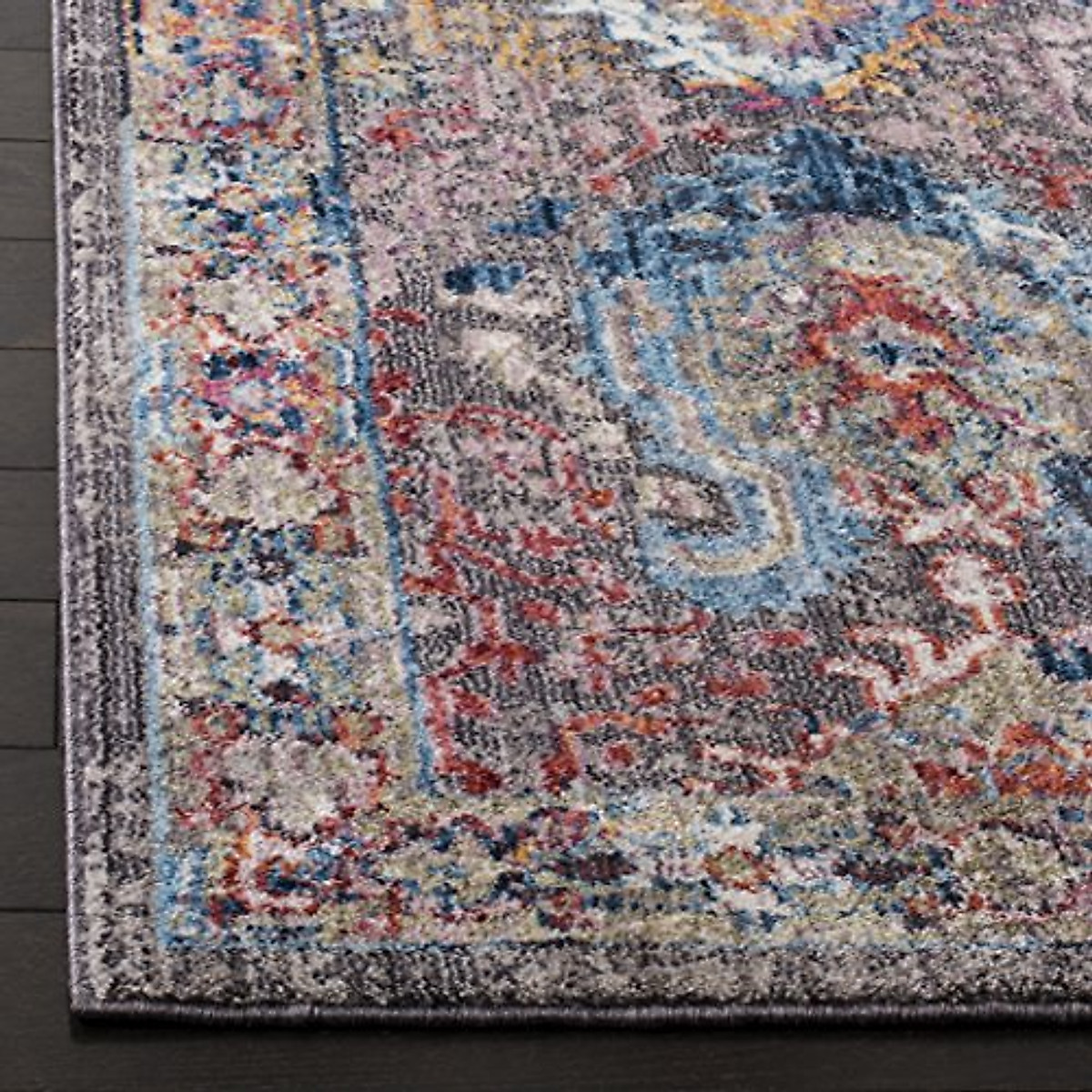 SAFAVIEH Bristol Collection 8' x 10' Dark Grey/Blue BTL340A Boho Chic Distressed Area Rug