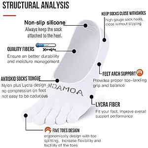 aomagic Toe Socks No Show Women Men Liner Socks Invisible Non-Slip Low Cut Finger Socks Soft Breathable, White/Black/Grey Medium - 3 Pairs