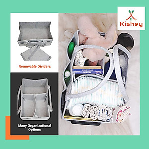 Kishey Baby Diaper Caddy Organizer Nursery Storage Bin - Portable Car Organizer for Baby Travel