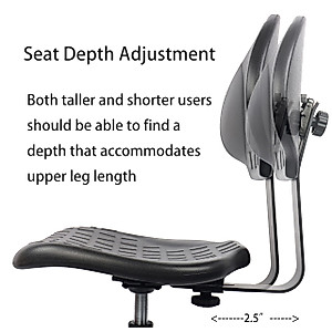 Aaron's Deluxe Polyurethane Drafting Lab Stool Chair, 18'' Adjustable Footring, 10'' Adjustable Height, 450 lb seat Capacity, Heavy Duty, Made and Built to Order here in The United States, Black