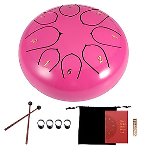 6-10 Inch Steel Tongue Drum Handpan Drum, Moontie Metal Hand Drum Kit Percussion Steel Drum Instrument with Mallets, Mallet Bracket,Tonic Sticker and Music Book