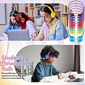 Hoteam 20 Pack Bulk Headphones for School, Classroom Headphones on Ear Multi Color Over The Head Headphones for School, Library, Computers, Students, Children and Adult, 3.5 mm Jack
