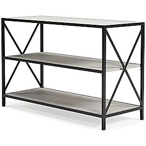 Signature Design by Ashley Bayflynn Modern Industrial 2 Shelf Bookcase, White & Black