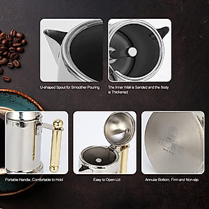 Bewinner Mini Stovetop Coffee Makers, 200ml Stainless Steel Moka Pot for Home Office Stovetop Espresso Coffee Maker with Safety Valve,Food Grade Stainless Steel(200ml)