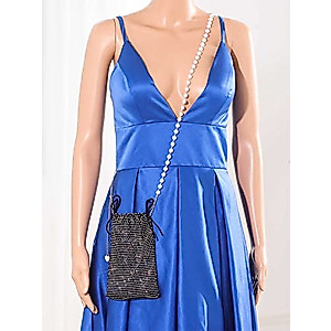 Yokawe Sparkly Crossbody Purse Rhinestone Evening Handbags Mesh Clutch Purses for Women Cell Phone Wallet