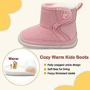 JIASUQI Toddler Winter Shoes Pink Boots for Toddler Girls Toddler Boot Slippers Pink Size 5.5-6