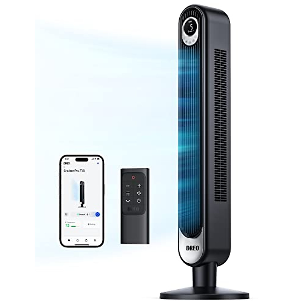 Dreo Smart Tower Fan WiFi Voice Control, Compatible with Alexa/Google & Table Fans for Home Bedroom, 9 Inch Quiet Oscillating Floor Fan with Remote, Air Circulator Fan