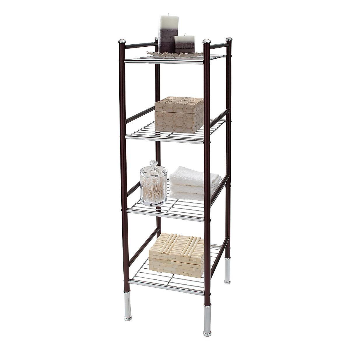 Organize It All 3 Tier Over the Toilet Bathroom Storage Space Saver, Chrome and Bronze