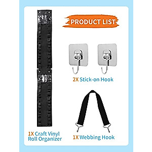 Vinyl Storage Organizer,Vinyl Roll Holder Wall Mount/Over The Door, Craft Vinyl Storage Rack, Hanging Organizer Storage with 52 Roll Compartments, Black