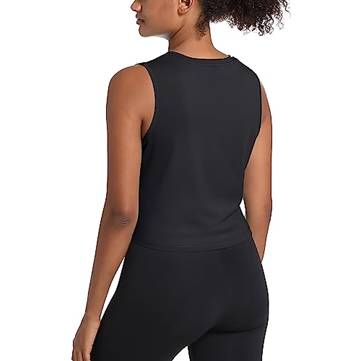 MAGCOMSEN Women's Crop Tops UPF 50+ Athletic Running Workout Cropped Tank Tops Sleeveless Gym Sports Muscle Shirts Black S