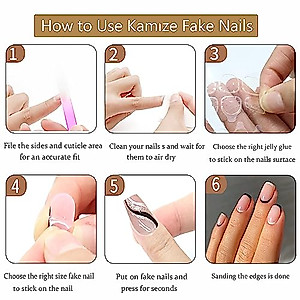 Square Press on Nails Short Cute White and Black French Tip Nails Acrylic False Nails with White and Black Edge Designs Artificial Fake Nails Reusable Glue on Nails for Women and Girls