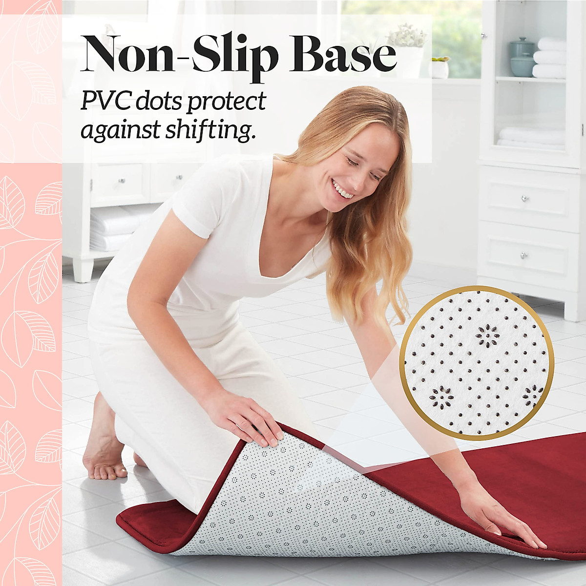 Genteele Bath Mats for Bathroom Non Slip - Red 20" x 32" Memory Foam Bathroom Rugs - Quick Dry Bath Mat