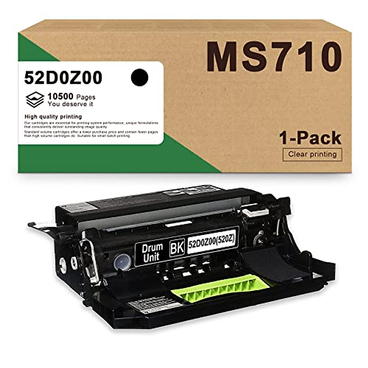 520Z 52D0Z00 Black Drum Unit (1-Pack) - DRA Compatible 520Z 52D0Z00 Drum Unit Replacement for Lexmark MS710 MS710dn MS710n MS810n MS811dn MS810dtn MS711dn MS810de MS810dn MS811dtn MS811n Printer