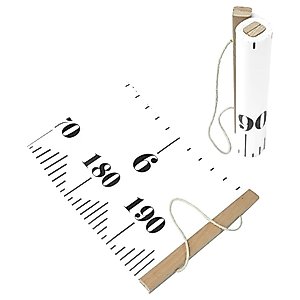 AOMINGGE Hanging Growth Chart, Height Measure Ruler Roll Up Wooden Canvas Growth Ruler for Kids Baby Birthday Gift,White,A1
