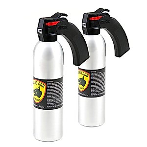 Guard Dog Home Defense Pistol Grip 24 oz pepper spray, 150 Bursts, 45 Feet (14 Meter) Range, UV Marking Dye, crowd control, Full Hand Grip, Safety pin (2 Pack)