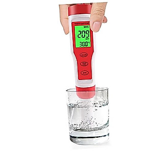 COSMEVIVI 4 Ph Pen Ec Meter Aquarium Ph Meter Ph and Meter Digital Water Quality Tester Ec Water Test Water Quality Monitor Digital Ph Tester Water Table Digital Water Ph Tester Red PVC