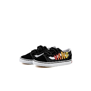 Vans Toddler Old Skool Sneaker, (Flame Logo Repeat) Black/Multi, Size 5 Toddler
