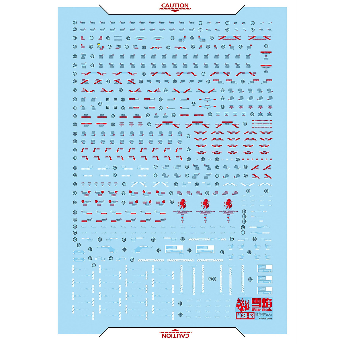ANSAI High Precision Decals Decal for Hobby MG BARBATOS, MGRX-0 Unicorn VER.KA 1/100 Scale Model KIT (XY-MGX01)