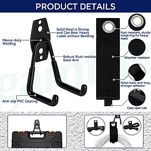 gamtrik 14-Pack Utility Garage Hooks for Hanging- Heavy Duty Garage Wall Hooks, Wall Mount Hooks, Garage Storage Hooks Organization Tool for Garden, Ladders, Bikes Garage Organizers Storage