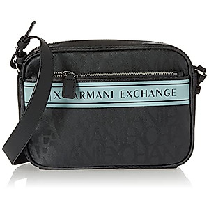 A|X Armani Exchange Women's Allover Logo Fabric Camera Case Bag, Black/Magnesium, OS