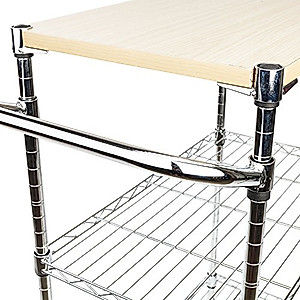 MENGK 3-Tier Rolling Kitchen Storage Trolley Cart - Steel Island Movable Utility Service with Drawer and Lower Basket