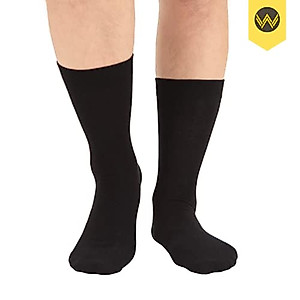 WANDER Men's Solid Dress Socks Cotton Black Men 8 Pairs Trouser Thin Classic Socks (Shoe Size:13-15, 8 Pairs Black)