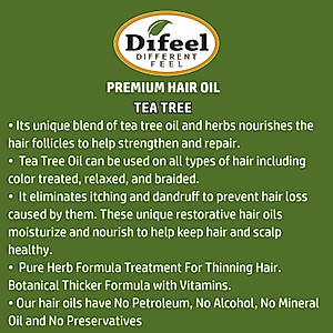 Difeel Premium Natural Hair Oil - Tea Tree Oil for Dry Scalp 7.1 Ounce