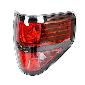 Pair Halogen Tail Lights Compatible with 2009-2014 Ford F-150 F150 SVT Rear Brake Lamps Red Lens LH&RH w/Black Trim Raptor Pickup (Without Bulbs)