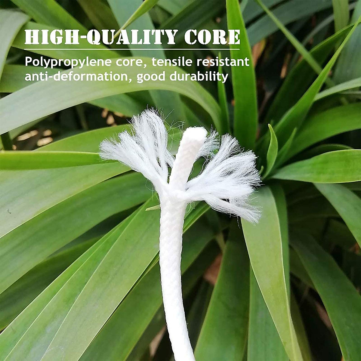 HOUERT Clothesline Rope, 3/16Inch Retracting Outdoors All-Purpose Rope for Laundry Line Dryer with 2 Carabiner Hooks (White, 100ft)