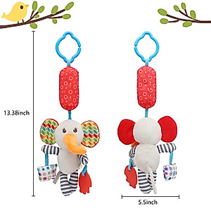 SHLOYIRE Baby Stroller Rattle Toy, Soft Baby Rattle Toys, Hanging Rattle Clip On Car Seat and Baby Stroller for Infants, Sensory Plush Animal Toys for Newborn Baby Girls and Boys (12 Pcs A)