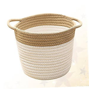 GRIRIW 1pc Khaki Fashion Design Sundries Storage Basket Desktop Cotton Rope Toy Basket