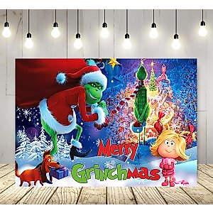 Snowing Backdrop for Xmas Party Supplies 5x3ft Santa Claus Grinch Photo Background Merry Christmas Photography Backdrop Grinchmas Banner