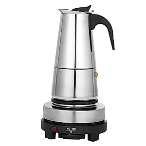9 Cup Moka Pot with Electric Stove, Classic Italian Espresso Greca Maker 110V Stainless Steel Stovetop Coffee Maker, 450ml