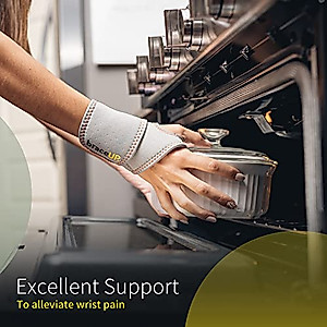 BraceUP Adjustable Wrist Wrap for Men and Women - Workouts Wrist Band, Carpal Tunnel Compression Wrist Brace, Tendonitis Wrist Splint, Left Right Hand One Size Adjustable (Black)