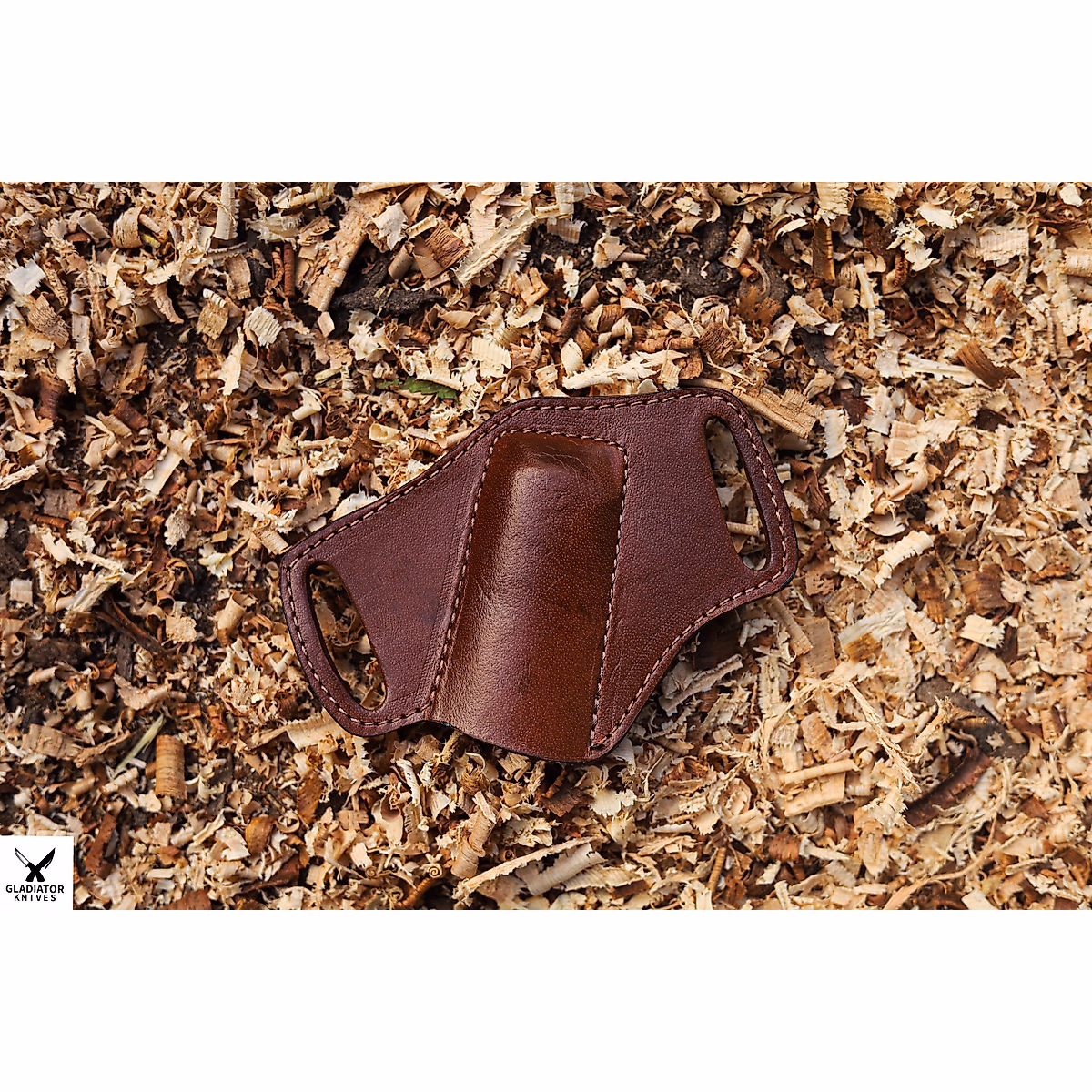 Handmade Leather Sheath for Pocket Knives, Slanted Pancake/Tooled/Belt/Trapper Style, TAN, 100% Real Leather (Brown)