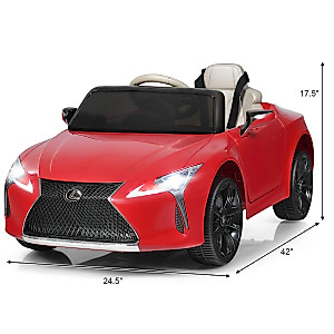 Costzon Ride on Car, Licensed Lexus LC500, 12V Battery Powered Car w/Remote Control, 3 Speed, LED Lights, Horn, MP3&USB, Slow Start, Spring Suspension, Electric Vehicle for Boys& Girls (Red)