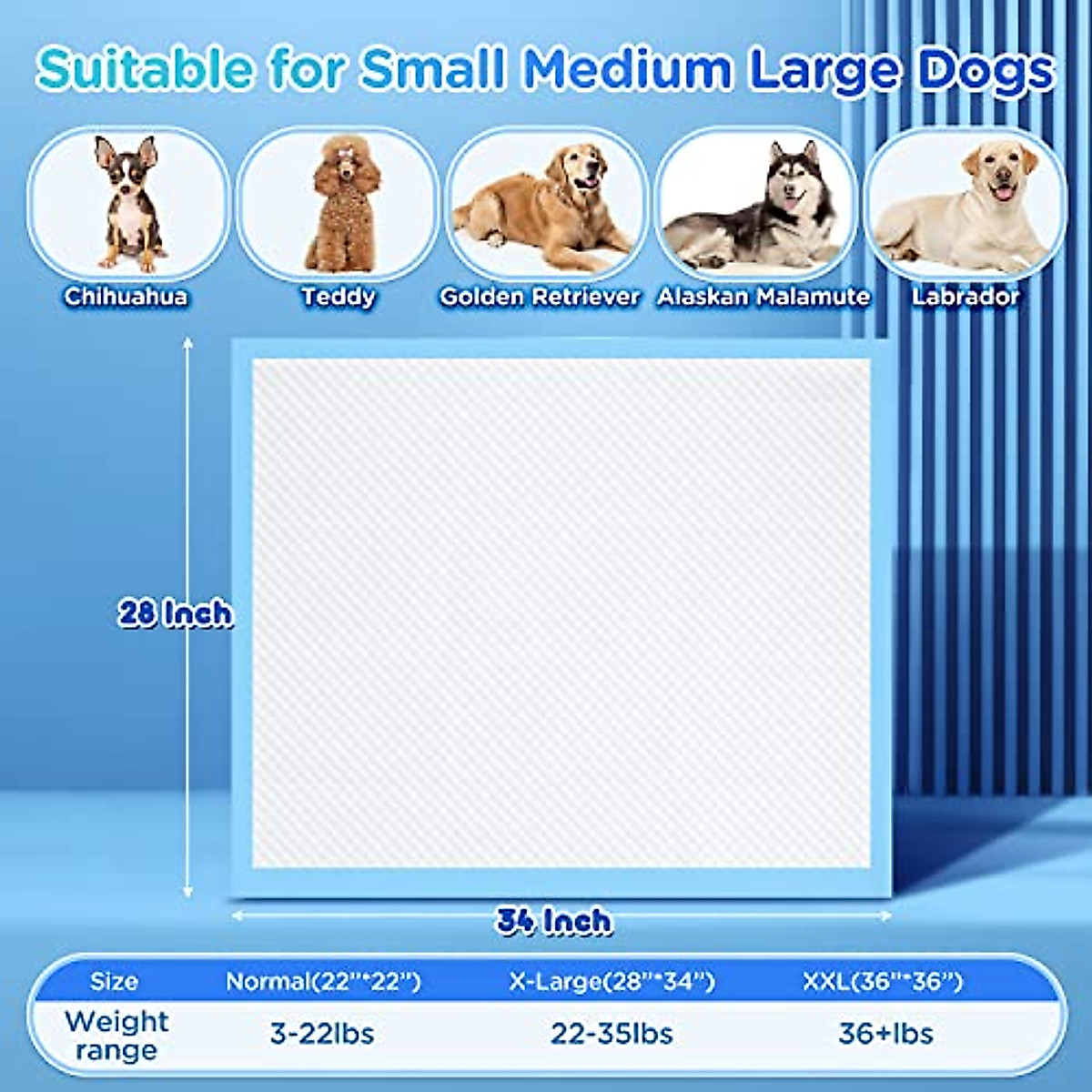 Gimars XXL Thicken 6 Layers Ultra Absorbent Dog Pee Pads Extra Large Leak-Proof Odor-Control Puppy Training Pads Quick Dry Pee Pads for Dogs Cats Pets