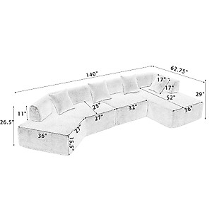 Tosaronia 140" Modern Sofa Couch, Modular Sectional Sofa Couch with Boucle Fabric, 4 Seats L-Shape Couch with Chaise for Livingroom, Office(Black)